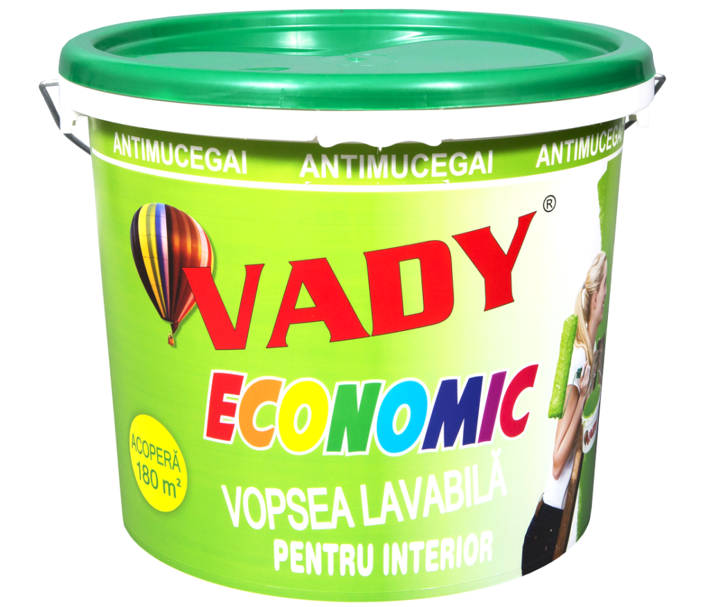 Vopsea lavabila antimucegai, pentru interior, Vady Economic, 15 kg ...