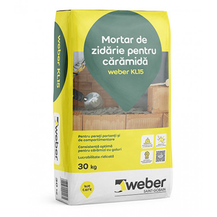 Mortar de zidarie pentru caramida - Weber KL15, 30 kg - Monplast