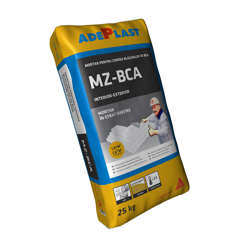 Mortar - adeziv pentru zidarie - MZ - BCA, 25 kg - Monplast