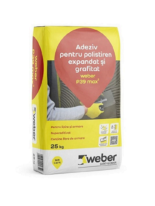 Adeziv pentru polistiren expandat si grafitat Weber P39 Max2, 25 kg - Monplast